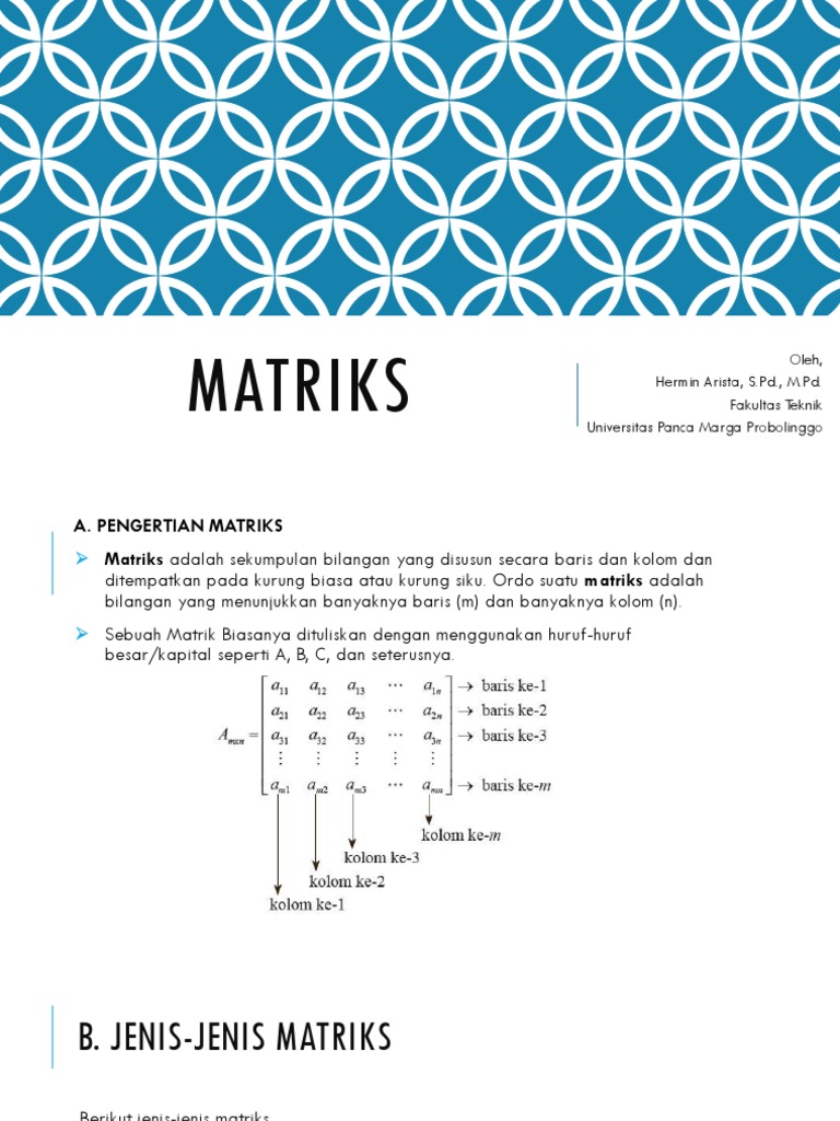 Matriks | PDF | Metode & Bahan Ajar | Sains & Matematika