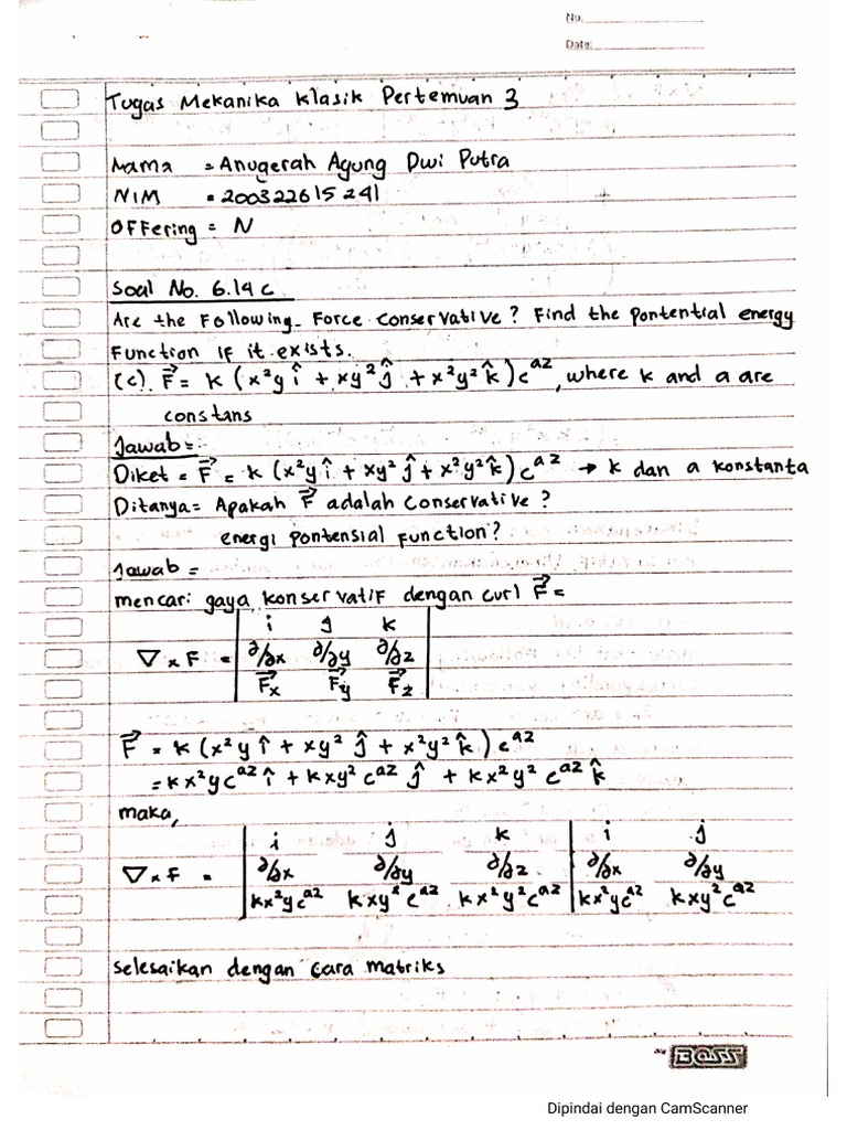 Anugerah Agung Dwi Putra - 200322615241 - Tugas Mekanika Klasik ...