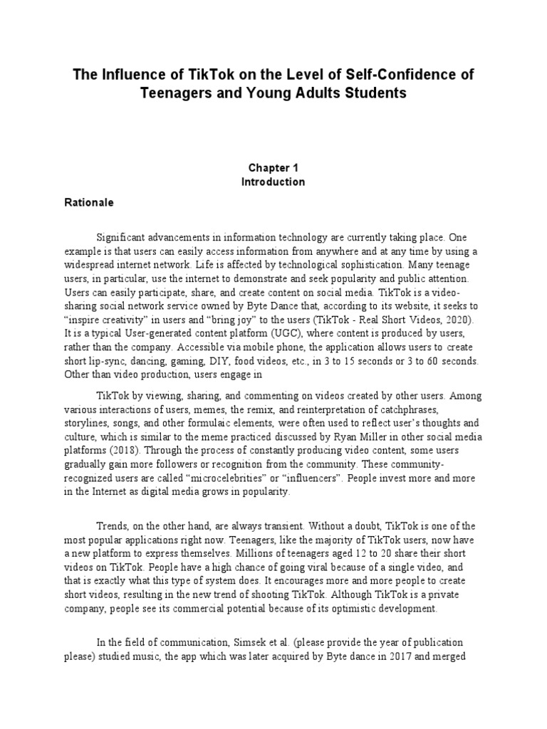 The Influence of TikTok On The Level of Self | PDF | Social Media ...