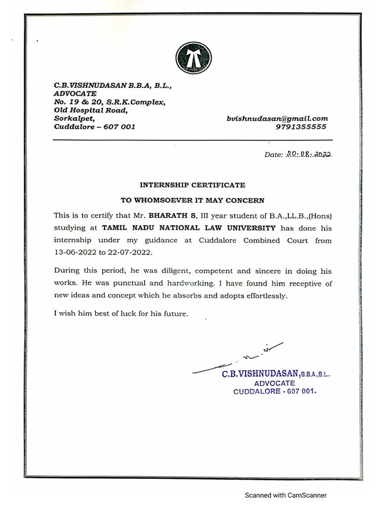 Bharath 3rd Year Internship Diary | PDF