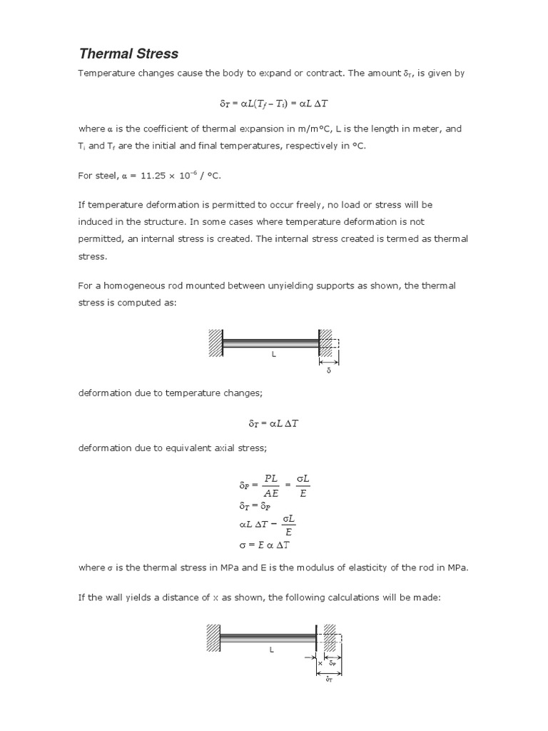 Thermal Stress Calculations | PDF | Stress (Mechanics) | Deformation ...
