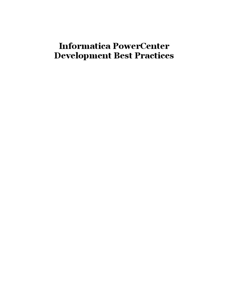 Guide to Improving Performance of Informatica PowerCenter Mappings Through Best Practices | PDF ...