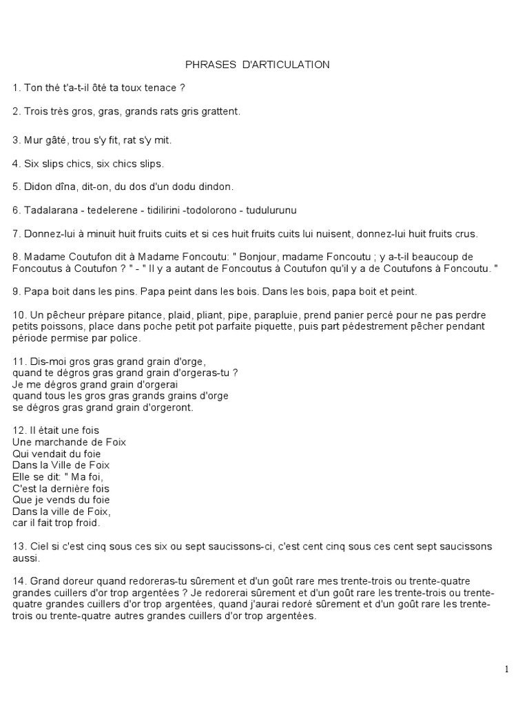 Exercices d'Articulation et Diction | PDF | Poésie | Jeunes adultes