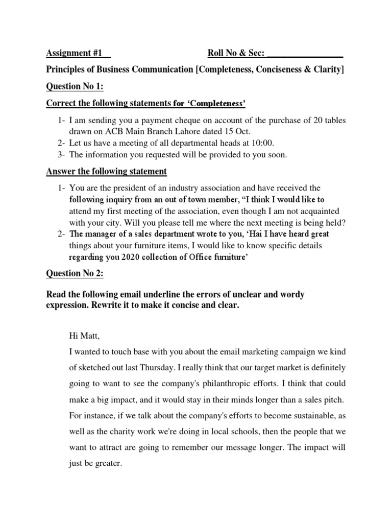 Exercise Principles of Business Communication | PDF | Communication ...