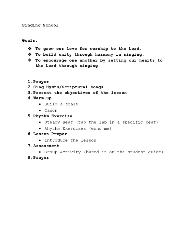 Singing School Session Sequence | PDF | Career & Growth | Language Arts ...