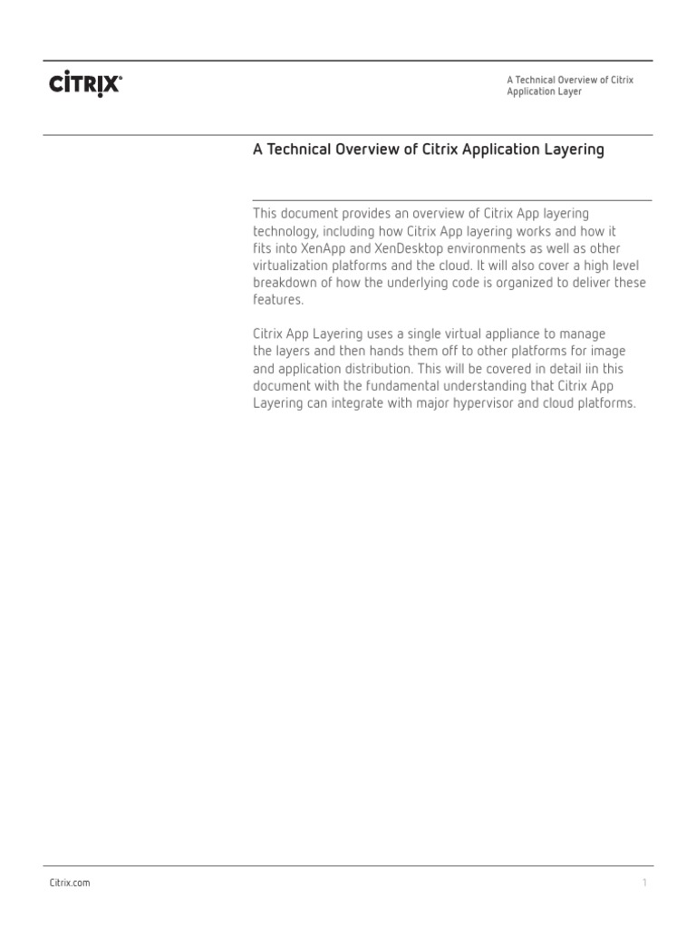 Citrix Application Layering Technical Overview | PDF | Operating System ...