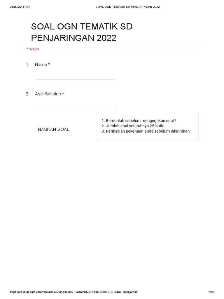 Soal OGN SD 2022 | PDF