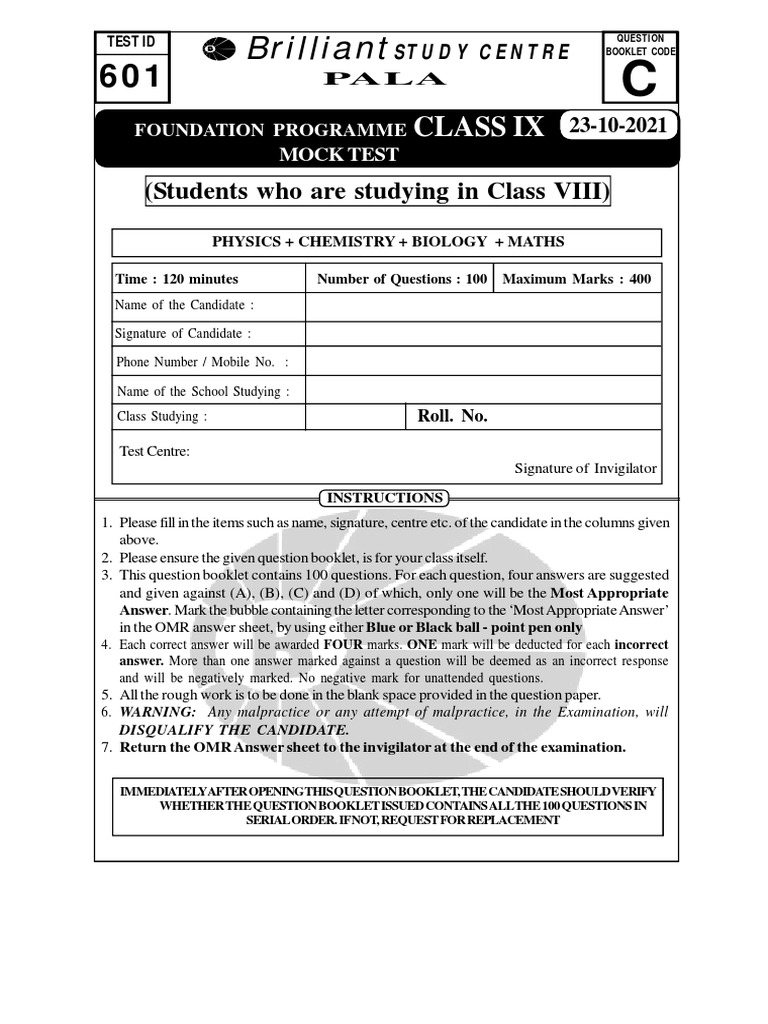 Foundation Mock Test Studying VIII 23-10-21 | PDF | Triangle | Acid