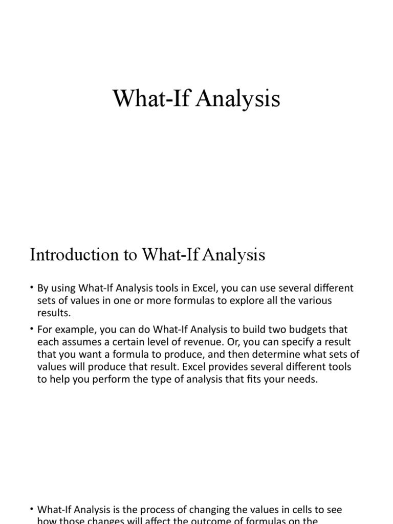 What If Analysis | PDF | Sensitivity Analysis | Variable (Computer Science)