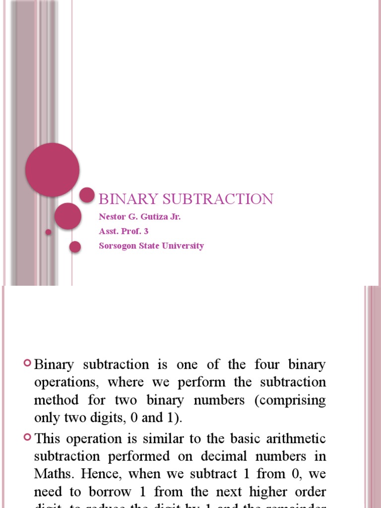 Binary Subtraction | PDF | Subtraction | Decimal