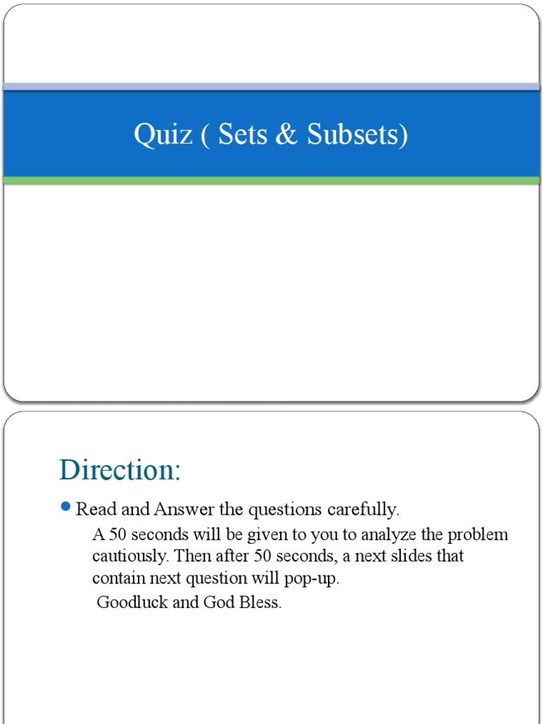 Quiz (Sets & Subsets) | PDF | Arithmetic | Logic