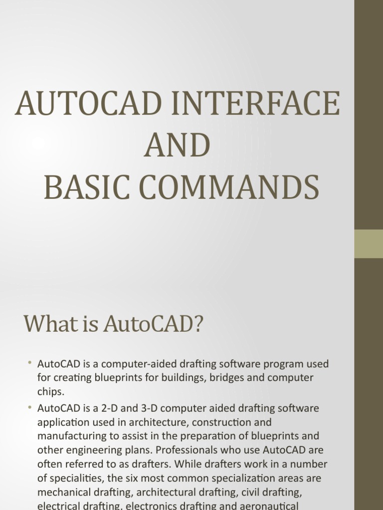 Autocad Interface And Basic Commands Pdf Technical Drawing Menu