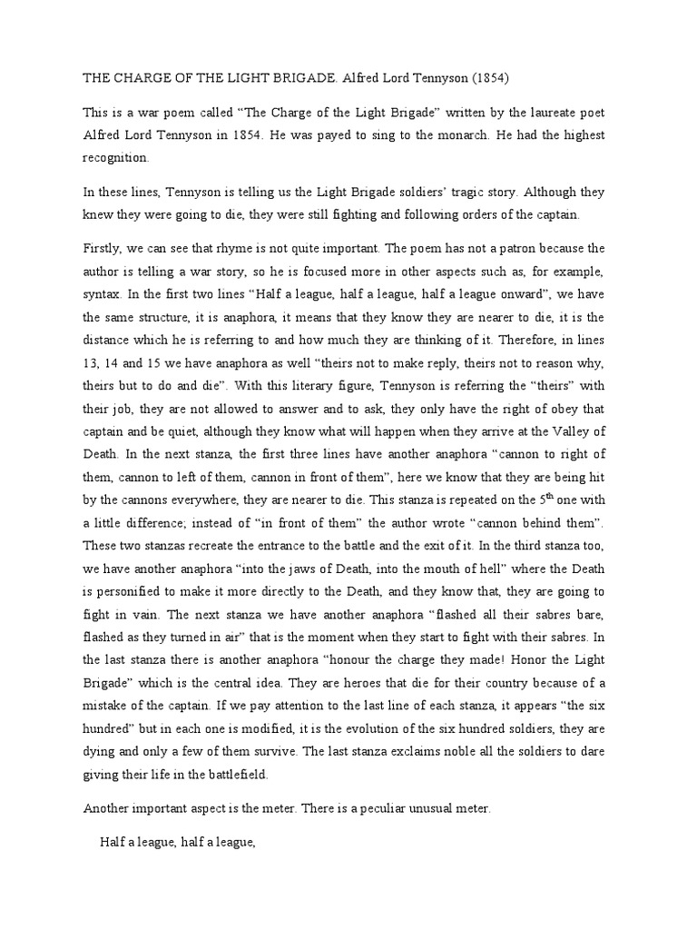The Charge of The Light Brigade | PDF | Metre (Poetry) | Poetry
