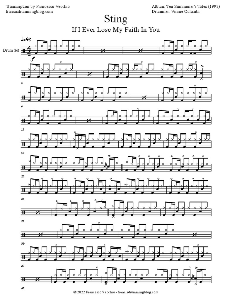 Sting - If I Ever Lose My Faith in You (Drum Sheet Music) | PDF | Music ...