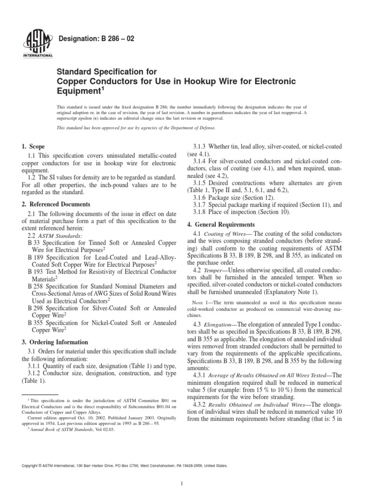 ASTMB286 | PDF | Electrical Conductor | Wire