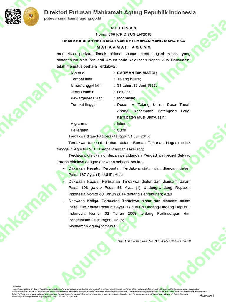 Putusan 806 K Pid - Sus-Lh 2018 20220921150608 | PDF