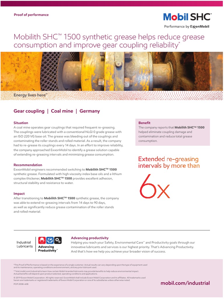 Proof of Performance Mobilith SHC 1500 Zahnradkupplung in Kohleminen Eng | PDF | Exxon Mobil ...