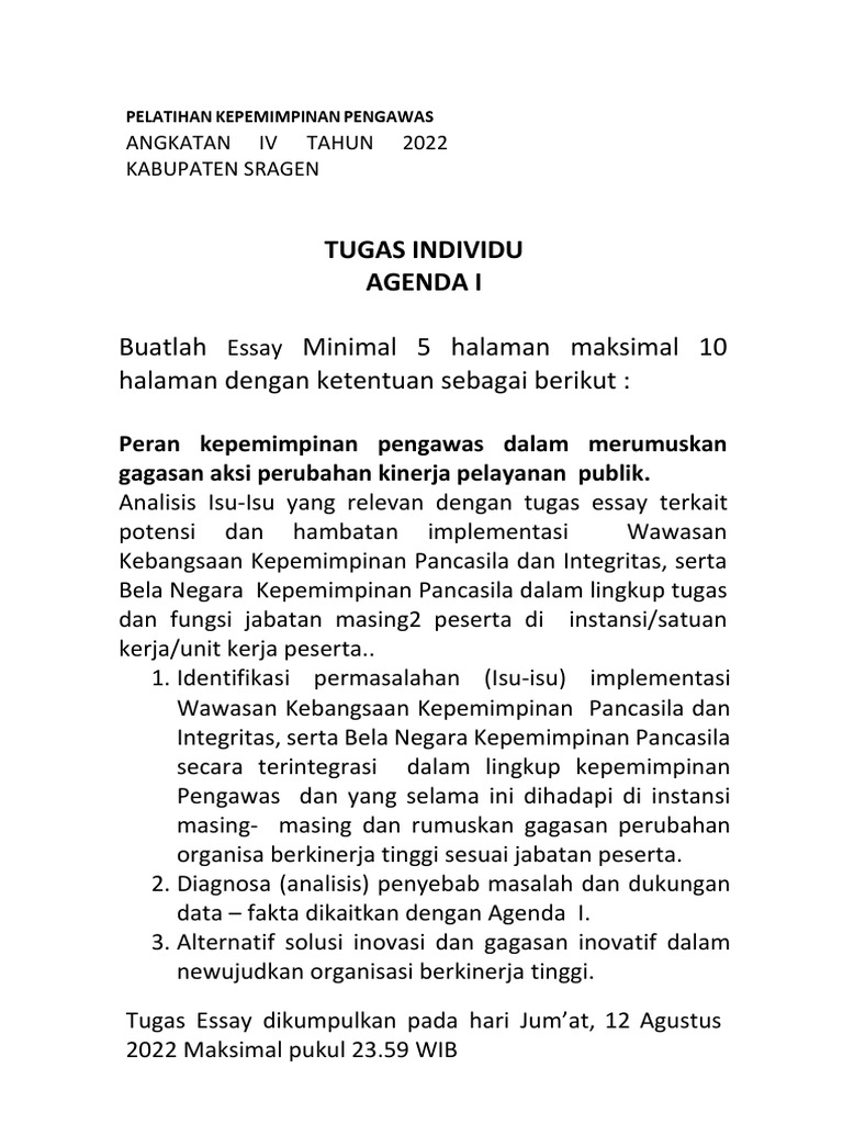 PKP - Tugas Essay Self Learning Agenda I | PDF
