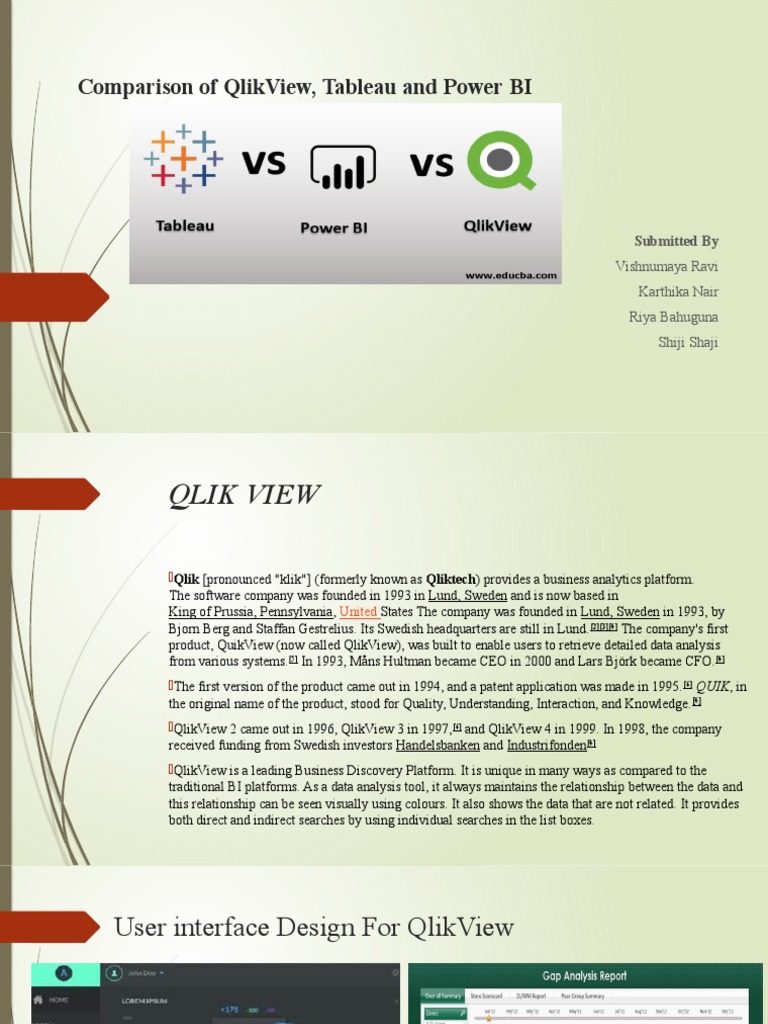 Comparison of QlikView, Tableau and Power BI | PDF | Information Management | Information Technology