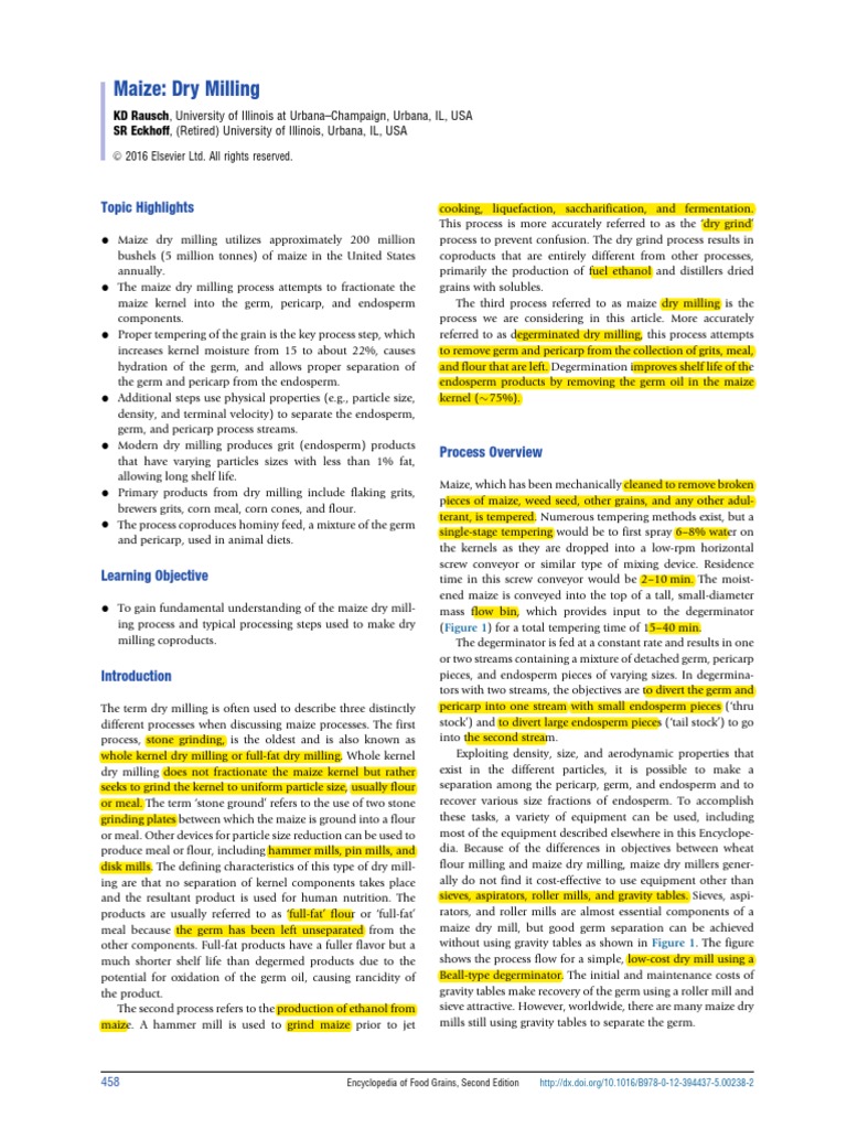 Maize Dry Milling Process Overview | PDF | Flour | Maize
