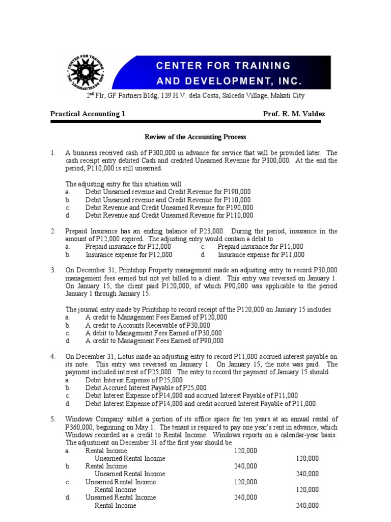 Review of The Accounting Process | PDF | Debits And Credits | Expense