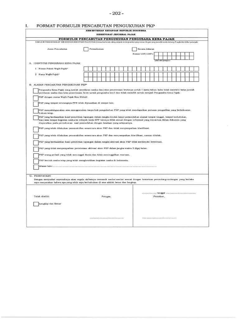 Formulir Dan Surat Pernyataan Pencabutan PKP | PDF
