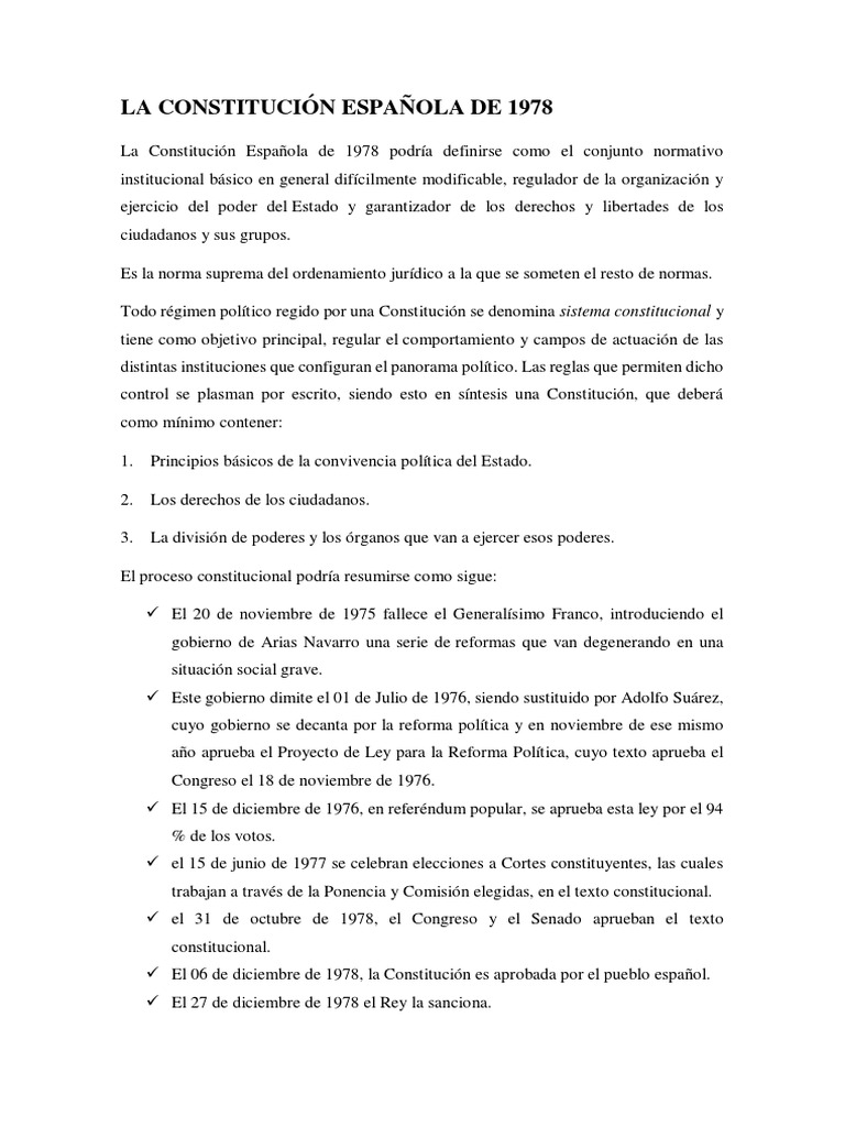 La Constitucion Española De 1978 Pdf Constitución Cortes Generales