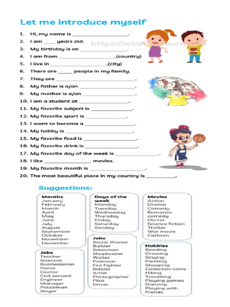 Introduce Yourself Worksheet | PDF