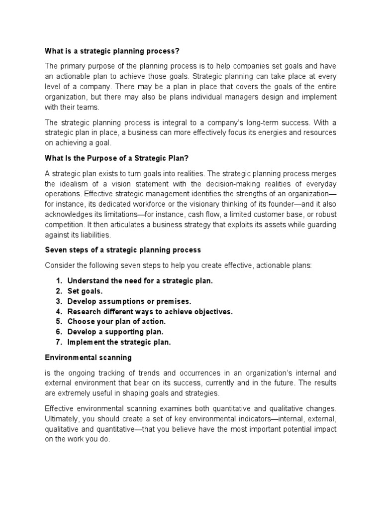 What Is A Strategic Planning Process | PDF | Strategic Planning | Swot ...