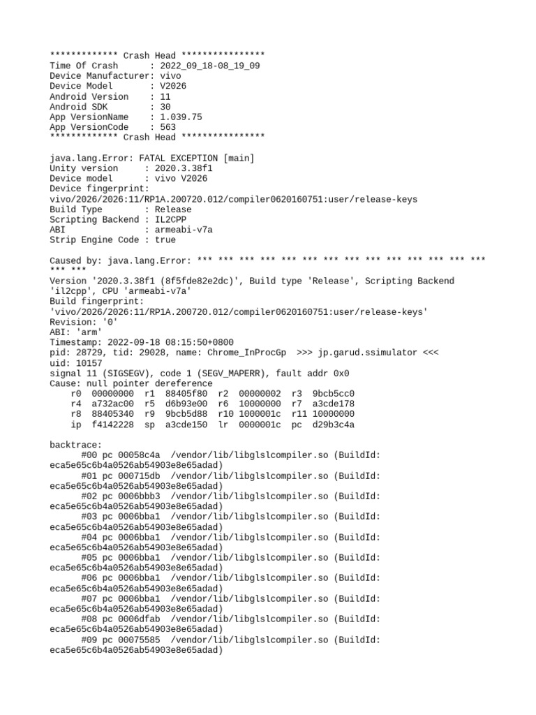 Android App Crash Log Analysis | PDF | Computer Programming | Software Engineering