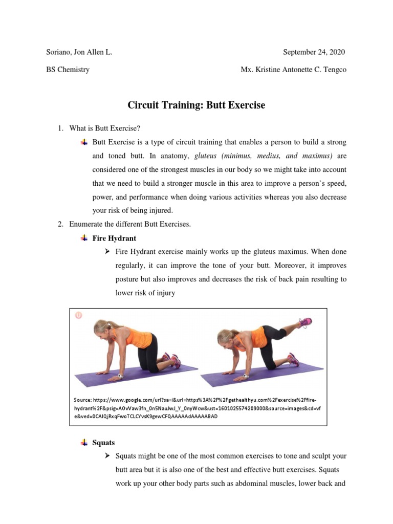 Circuit Training Butt Exercise | PDF | Buttocks | Limbs (Anatomy)