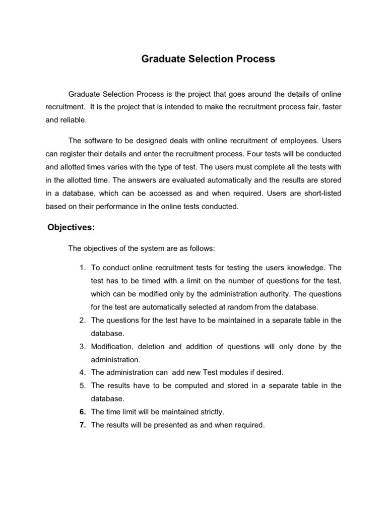 Graduate Selection Process Pdf