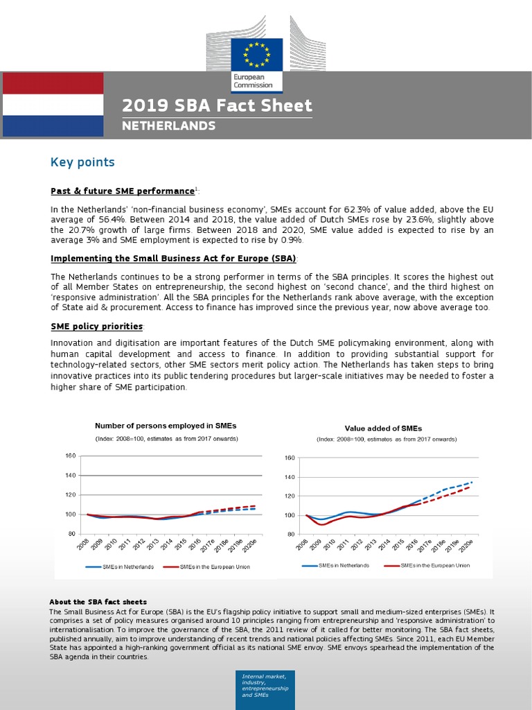 Netherlands - SBA Fact Sheet 2019 | PDF | Small And Medium Sized Enterprises | Entrepreneurship
