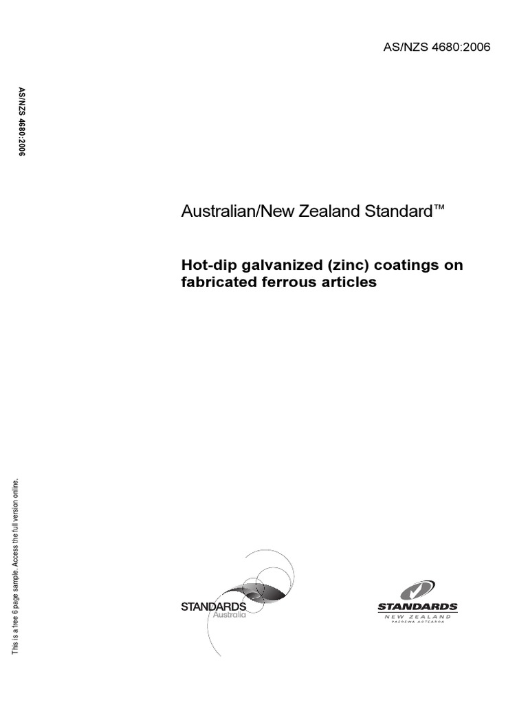 AS 4680-2006 | PDF | Galvanization | Metals
