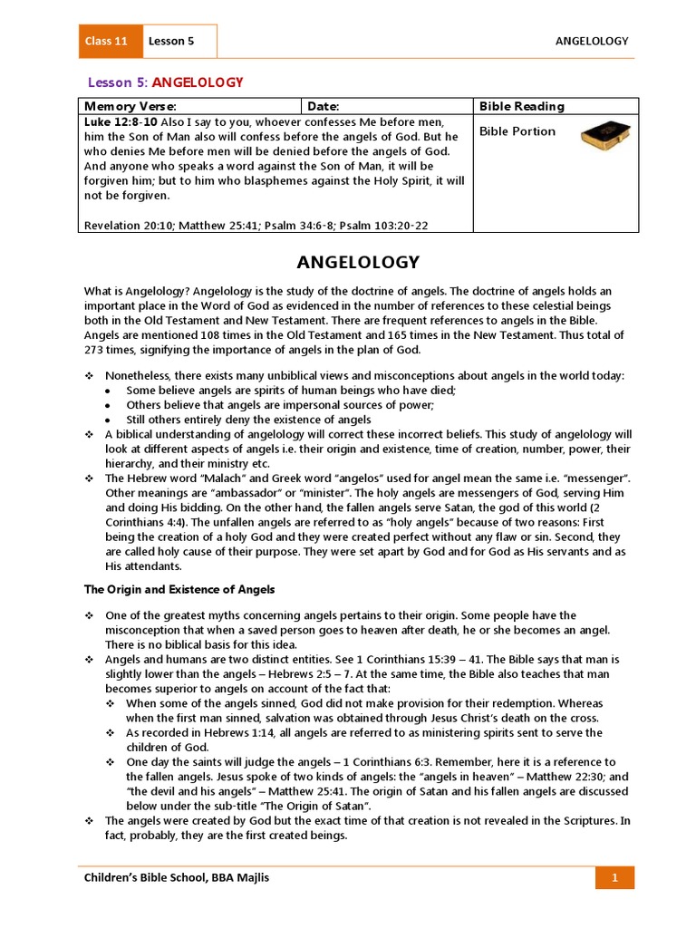 Class 11 - Lesson 5 ANGELOLOGY | PDF | Angel | Religious Belief And ...
