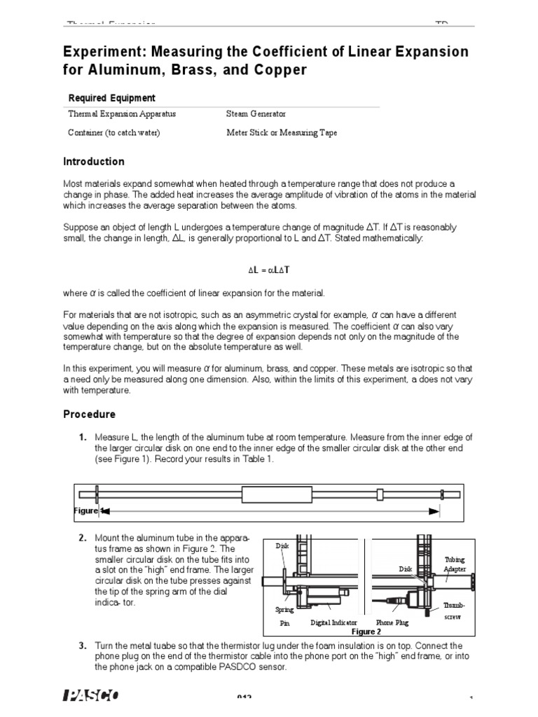 Thermal Expansion Apparatus Manual TD 8856 | PDF | Thermal Expansion ...