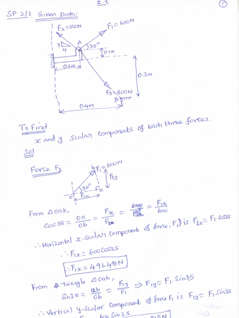Chapter 2.1 - 2D Force Systems-Solved Problems | PDF