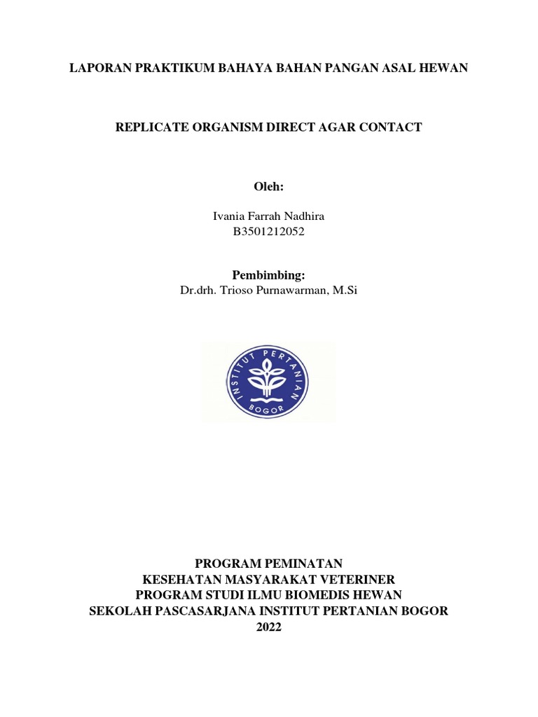 Laporan Praktikum RODAC Sampel Tangan Pegawai Kedai Penyaji Makanan Di ...