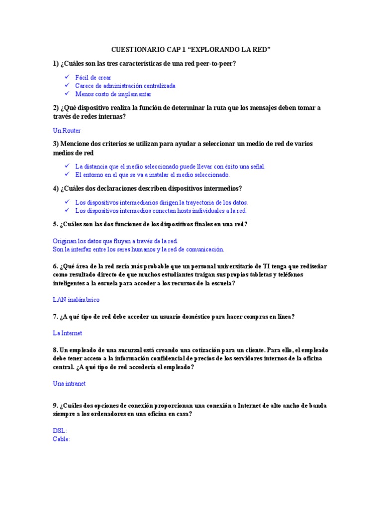 Cuestionario Cap 1-2-3-4-5 | PDF | Red de computadoras | Protocolos de internet