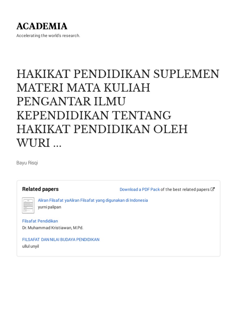 3.hakikat Pendidikan With Cover Page v2 | PDF | Karier & Perkembangan ...