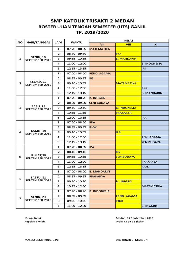 Roster Pengawas UTS Ganjil 22 - 23 | PDF