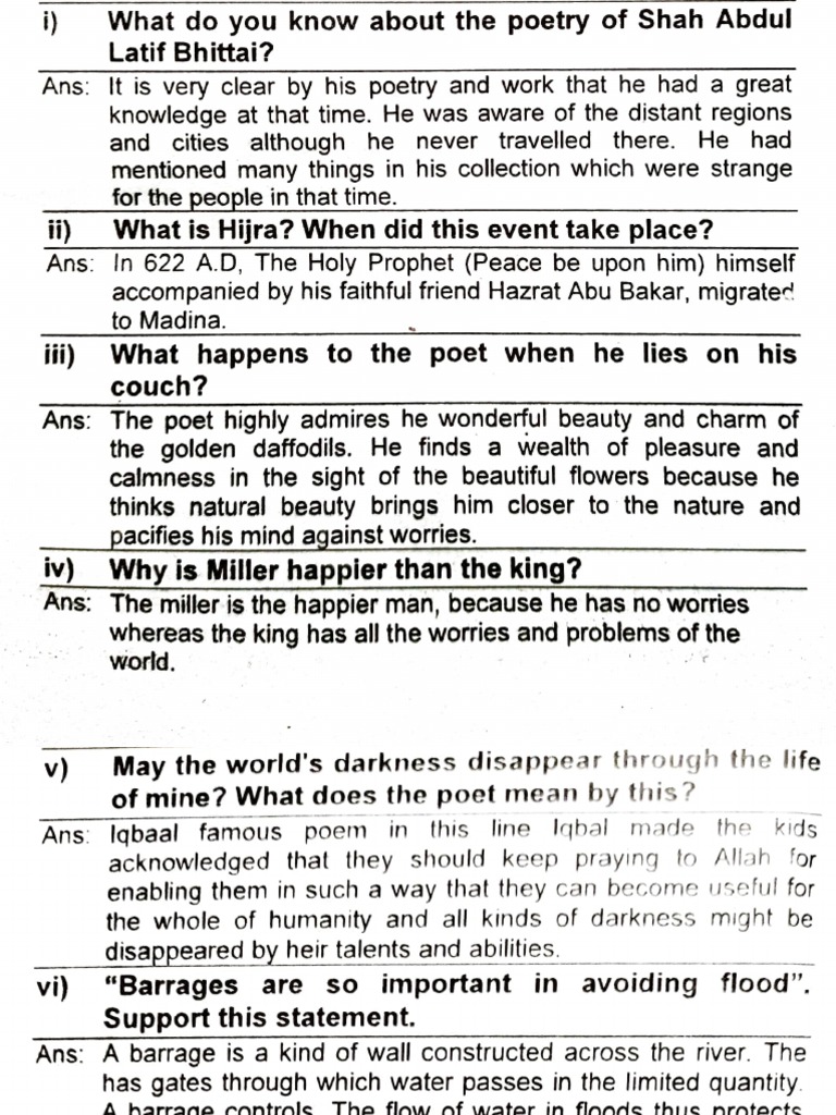 Important Question and Answer For Class 9 | PDF | Pakistan Movement ...