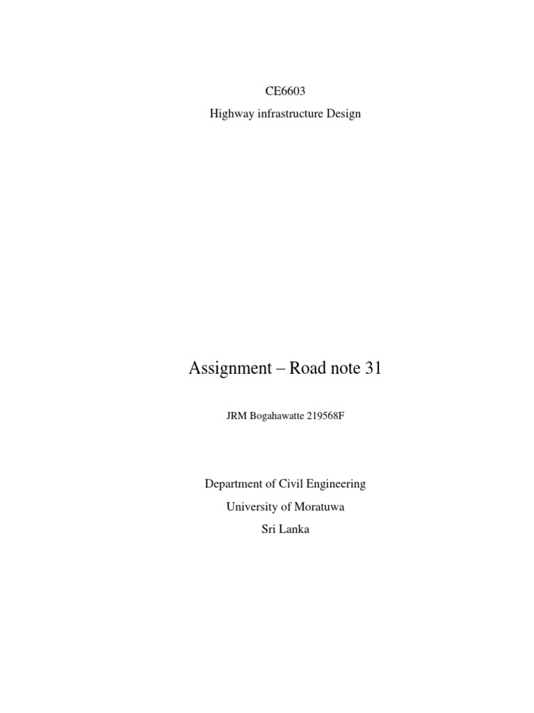 Road Note 31 Assignment | PDF | Truck | Wheeled Vehicles