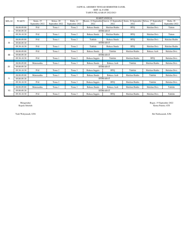 Jadwal PTS Ganjil 2022-2023 | PDF
