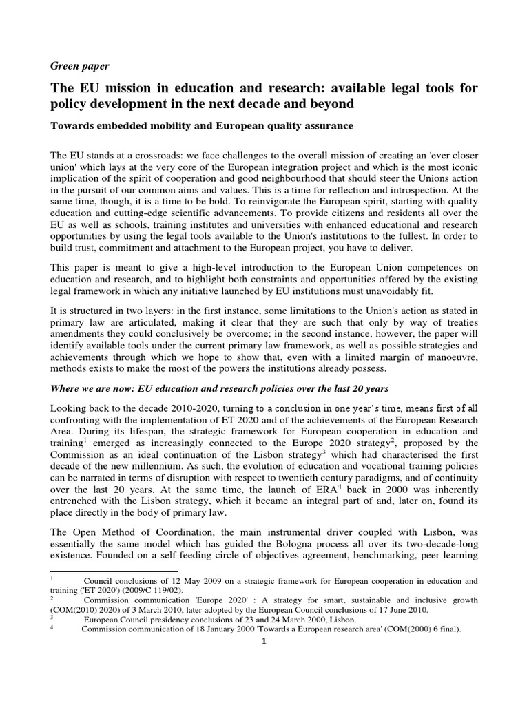 Green Paper | PDF | European Union | European Commission