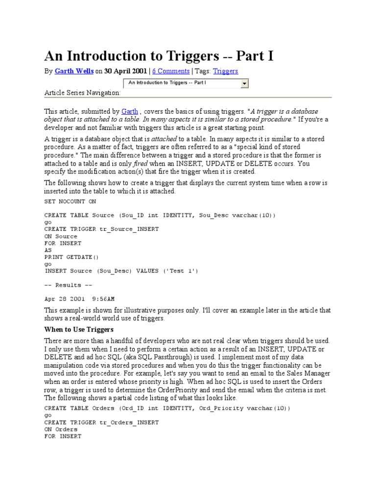 An Introduction To Triggers | PDF | Information Technology Management ...
