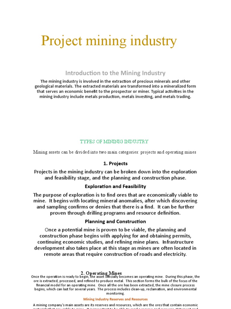 Mining Industry Overview & Key Concepts | PDF | Mining | Ore