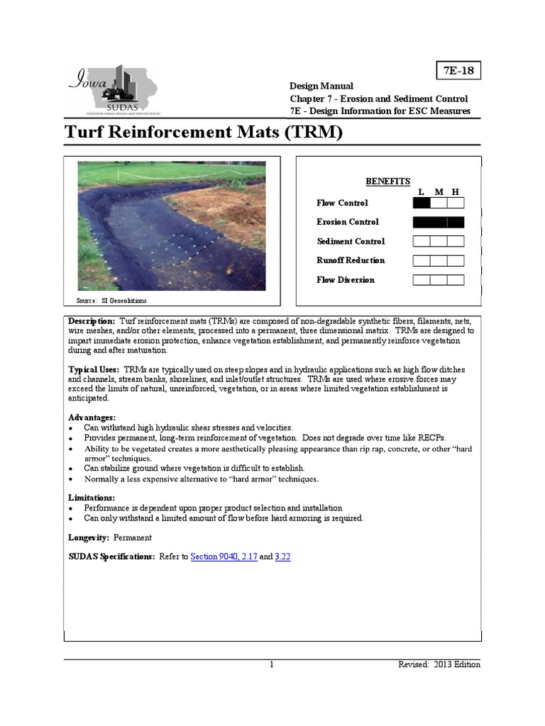 Turf Reinforcement Mats for Erosion Control | PDF | Erosion | Earth ...