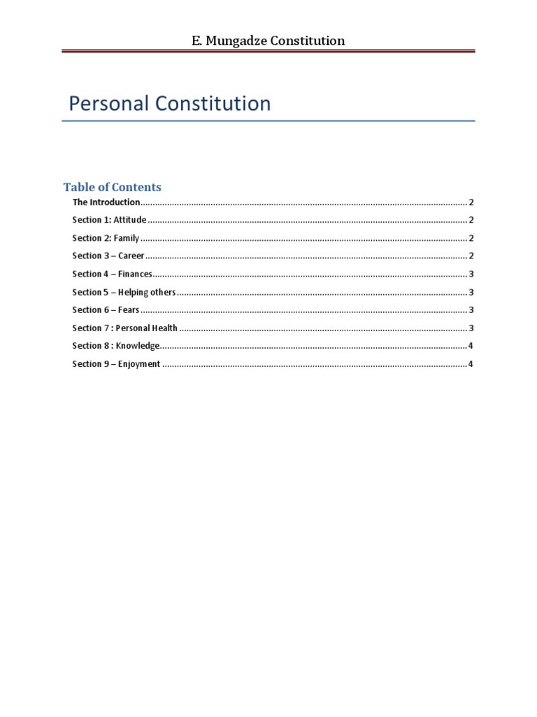 Personal Constitution - Em | Happiness & Self-Help | Psychological Concepts
