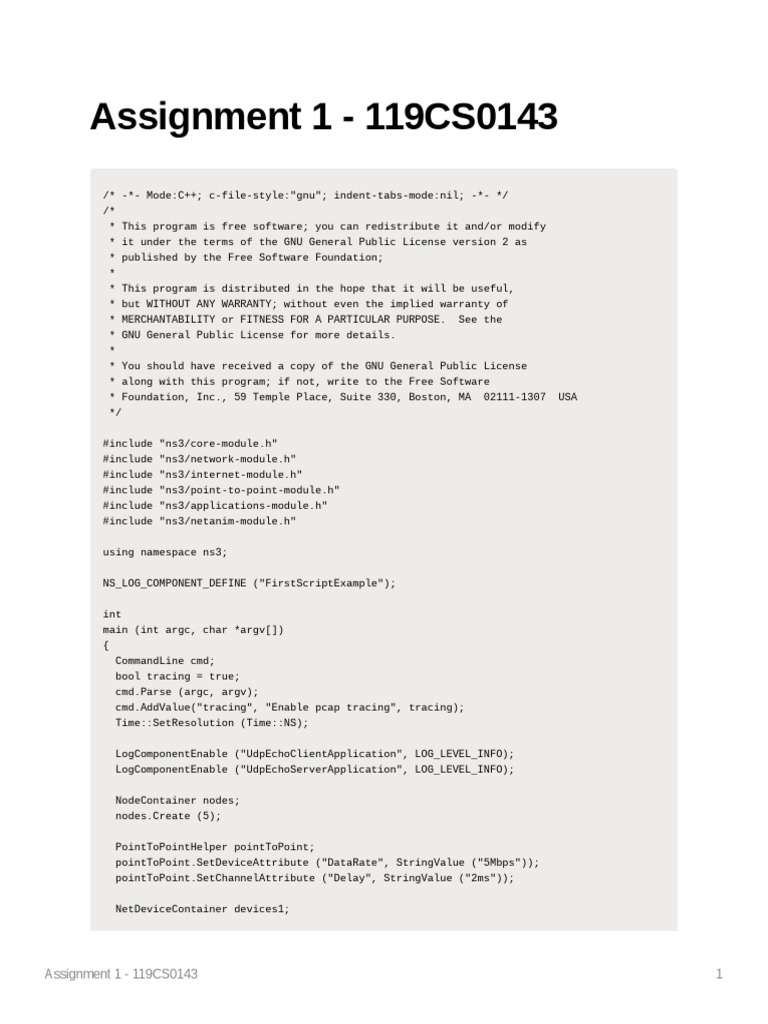 Assignment 1 - 119CS0143 | PDF | Free Software | Gnu